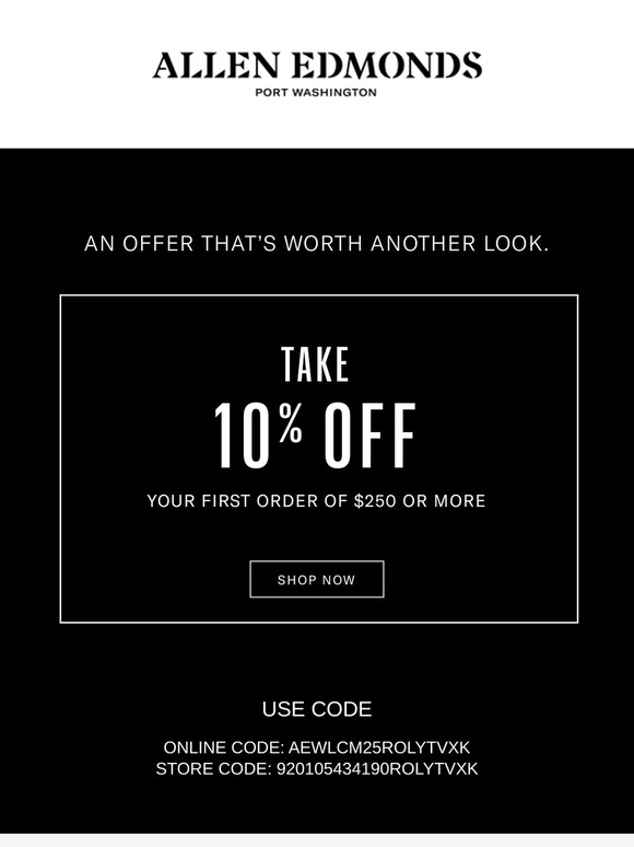 Allen Edmonds Email Newsletters: Shop Sales, Discounts, and Coupon Codes