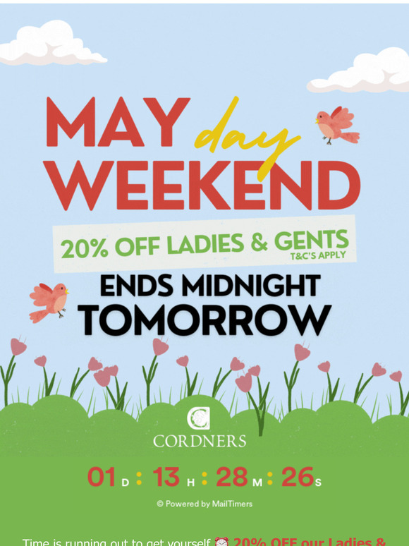 Cordners: ⏰ Time's Running Out ⏰ Save 𝟮𝟬% 𝗼𝗻 𝗟𝗮𝗱𝗶𝗲𝘀 & 𝗚𝗲𝗻𝘁𝘀 S25 styles ...