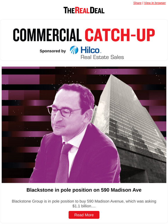 The Real Deal: Blackstone in pole position on 590 Madison Ave; Aby ...