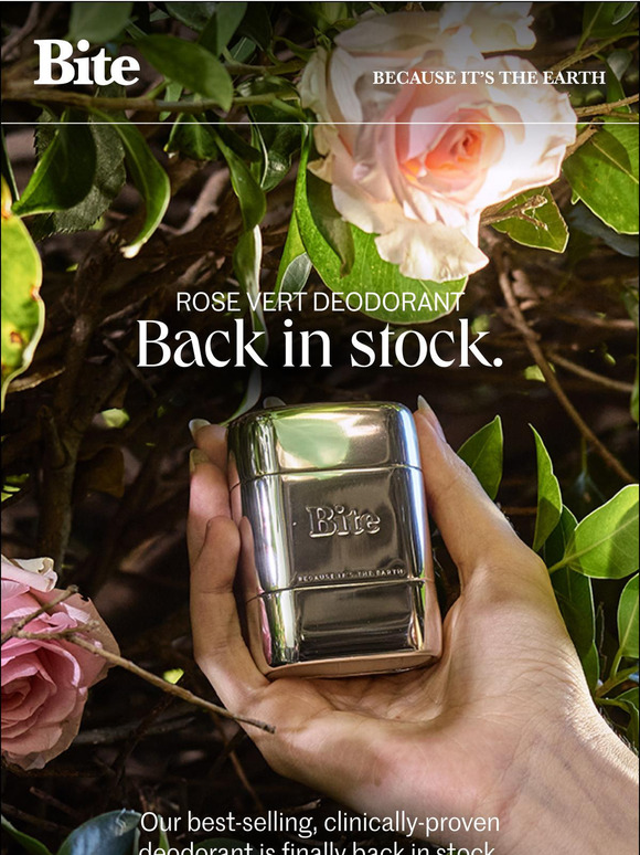 Bite: BACK IN STOCK: Rose Vert Deodorant | Milled