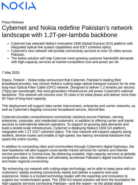 Withings: Cybernet and Nokia redefine Pakistan’s network landscape with ...