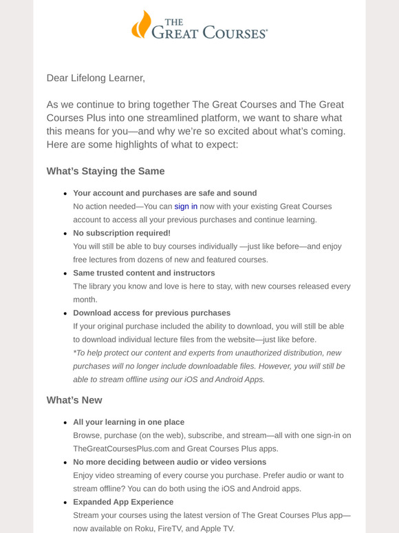 The Great Courses: Your TGC Experience Is Getting Better: Here’s What’s ...