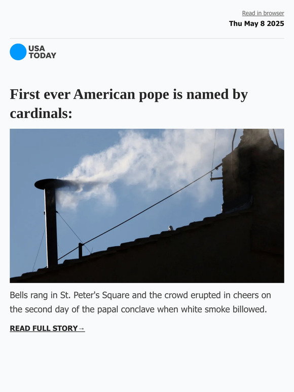 USA TODAY: Breaking: First American pope: Robert Francis Prevost chosen ...