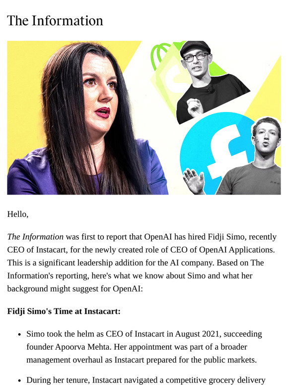 The Information: What We Know: Fidji Simo, OpenAI's New CEO of OpenAI ...