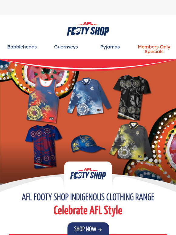 AFL Footy Shop: 🦘 Bold Designs. Deep Meaning. AFL Indigenous Round Gear ...