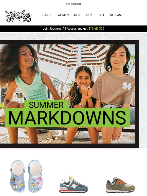 Journeys Email Newsletters: Shop Sales, Discounts, and Coupon Codes