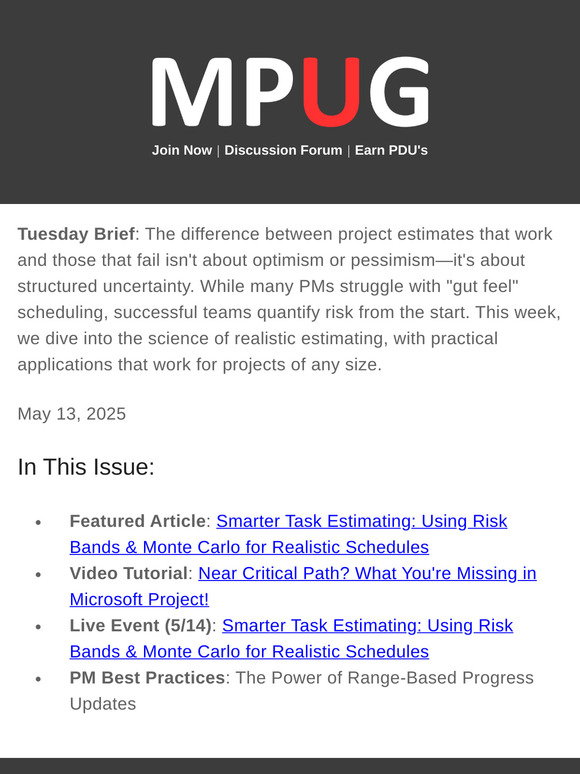 MPUG: Risk-Proof Your Schedules: Monte Carlo, Risk Bands & Realistic ...