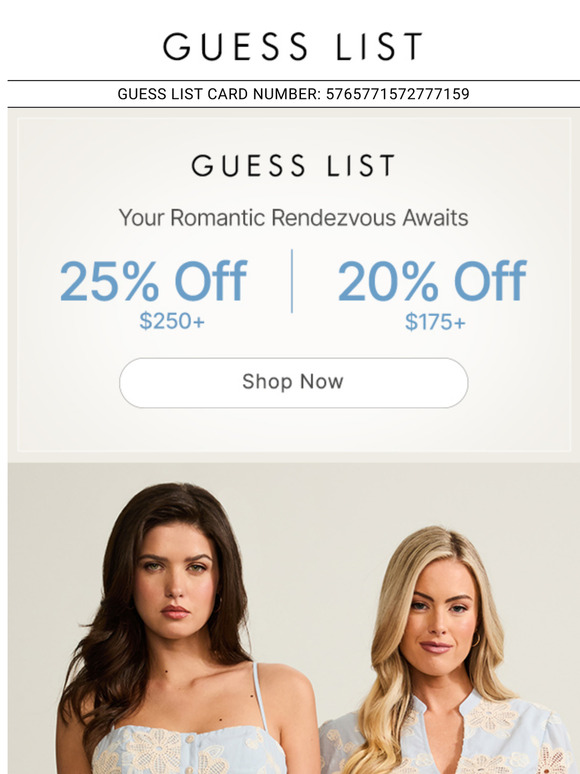 GUESS Email Newsletters: Shop Sales, Discounts, and Coupon Codes