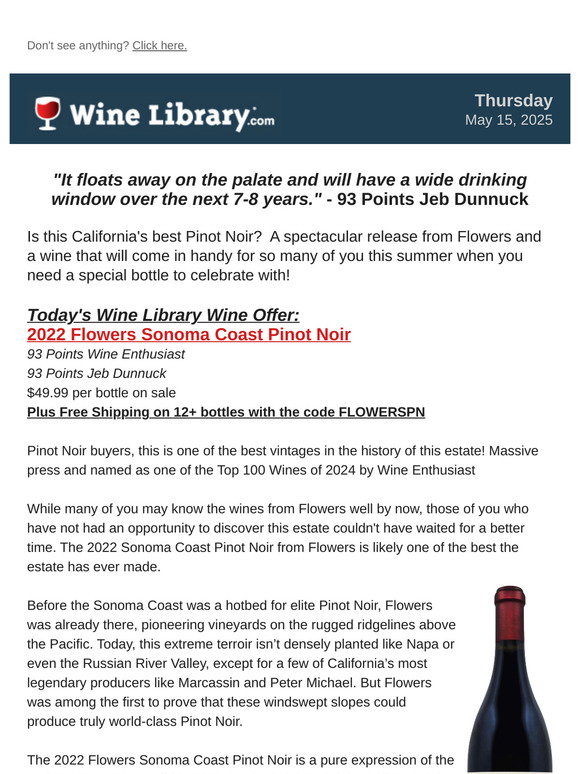 Wine Library: A Top 100 Wine for 2025: The double 93 point Pinot Noir ...