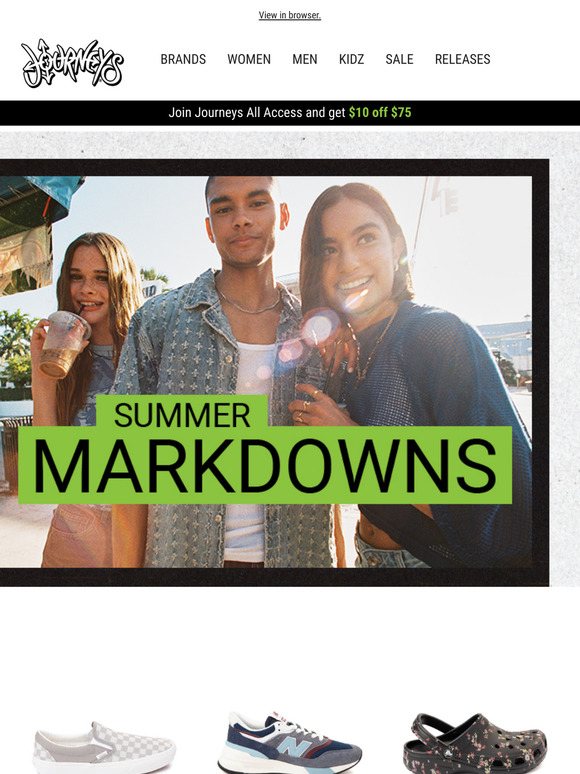 Journeys Email Newsletters: Shop Sales, Discounts, and Coupon Codes