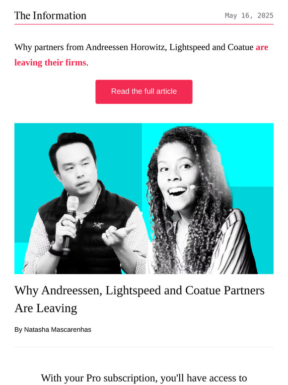 The Information: Why Andreessen, Lightspeed and Coatue Partners Are ...