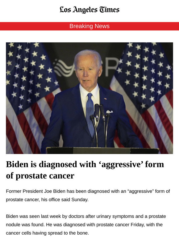 Los Angeles Times: Former President Joe Biden is diagnosed with ...