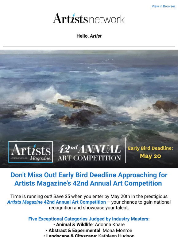 Artists Network: Artists Magazine 42nd Annual Art Competition: $5 Off ...