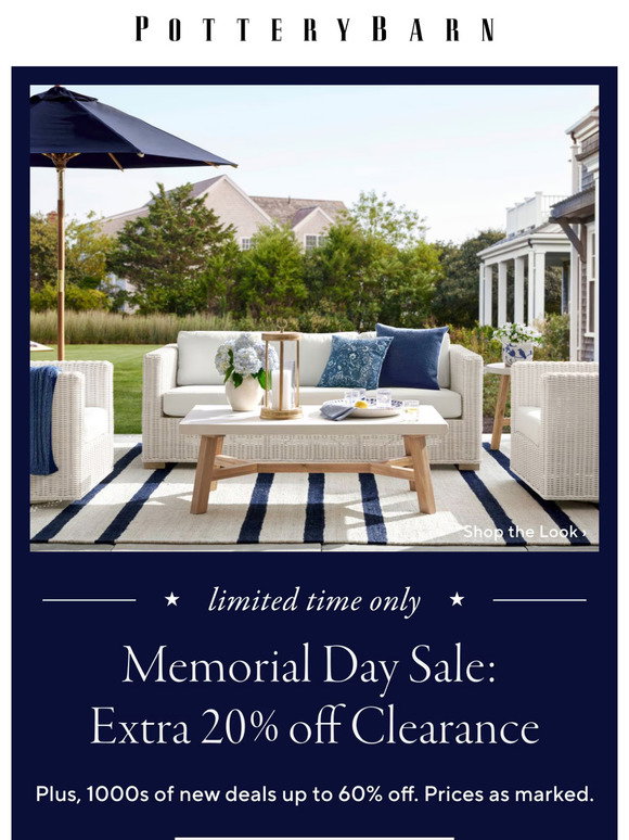 Pottery Barn: MEMORIAL DAY DEALS for your outdoor escape ⛱️ | Milled