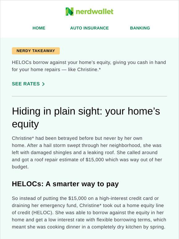 NerdWallet: Christine’s solution to a leaky roof | Milled