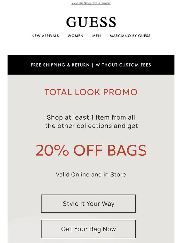GUESS: 20% off bags: You Deserve a New Total Look | Milled