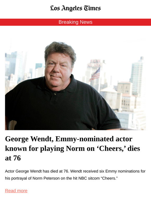 Los Angeles Times: Actor George Wendt, who played Norm on ‘Cheers ...