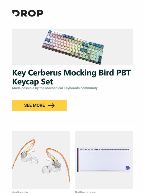 Drop: Key Cerberus Mocking Bird PBT Keycap Set, Akoustyx R-115 IEM ...