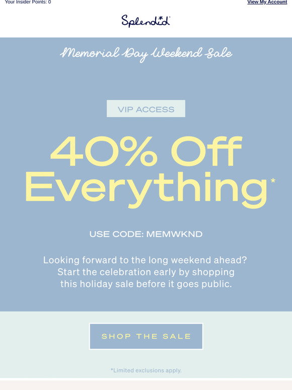 Splendid: VIP Early Access: 40% Off Everything | Milled