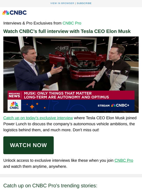 CNBC: Watch Elon Musk's full interview, a CNBC Exclusive | Milled