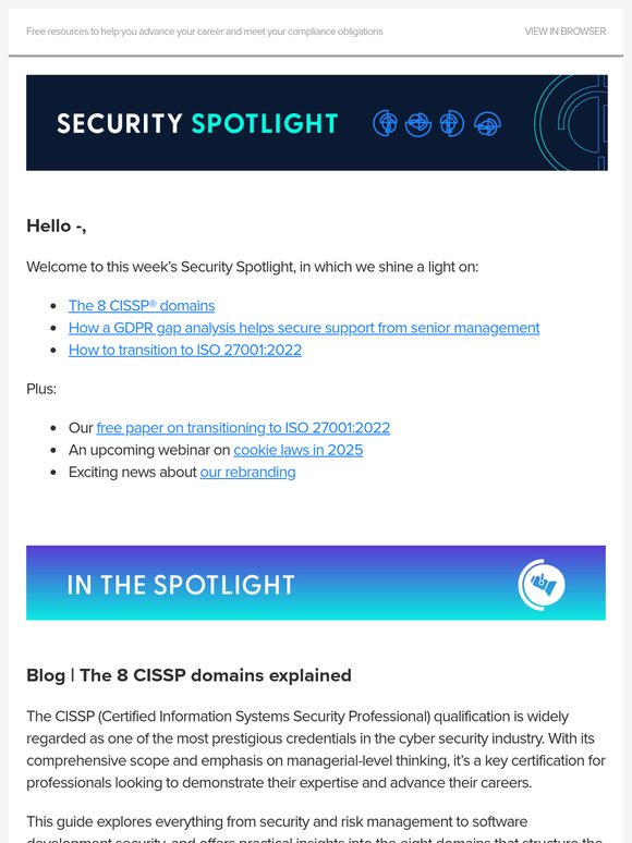 IT Governance: CISSP® domains, GDPR gap analysis and ISO 27001:2022 ...
