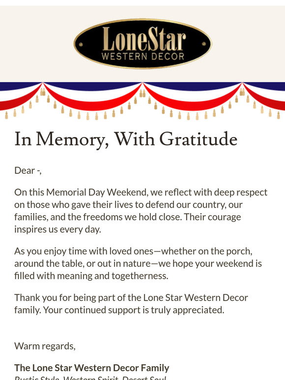 Lone Star Western Decor: With Heartfelt Thanks This Memorial Day from ...