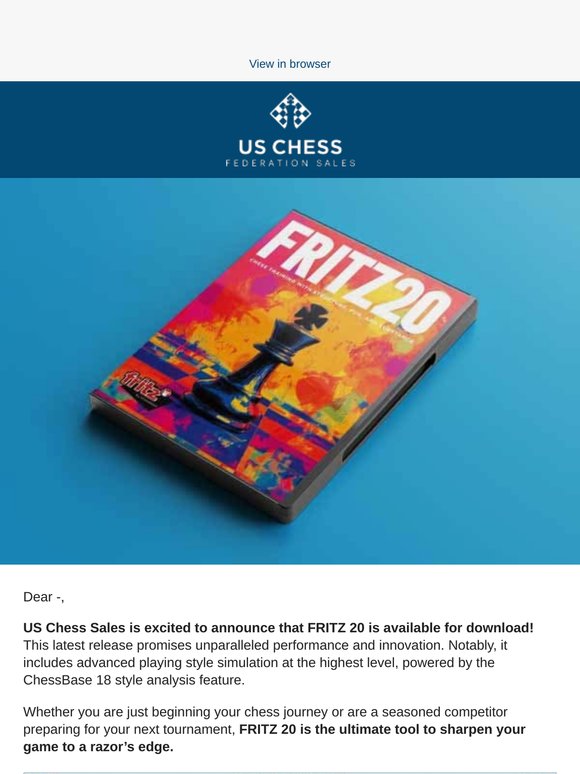 US Chess Sales: Fritz 20 Is Here for Your Summer Chess Practice! | Milled