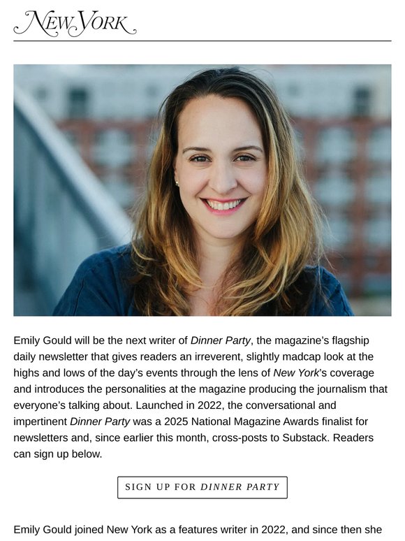 The Cut: Emily Gould is the New 'Dinner Party' Writer | Milled