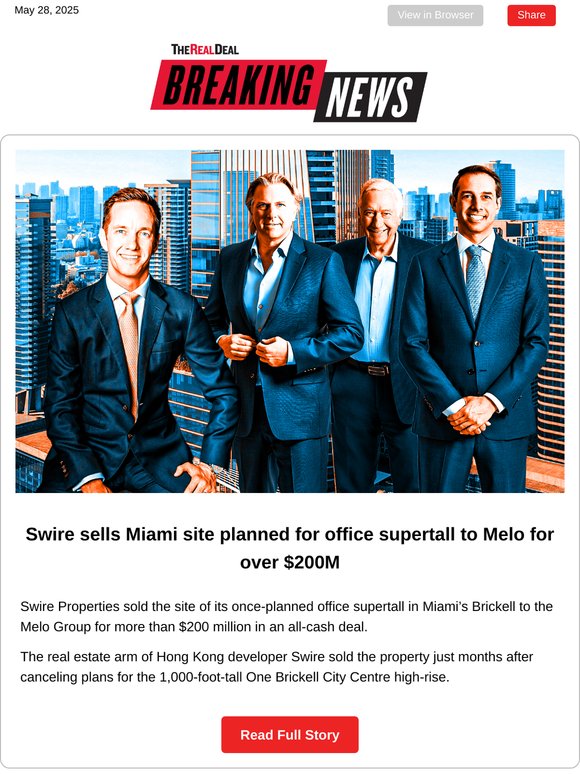 The Real Deal: BREAKING: Swire sells Miami supertall dev site for over ...