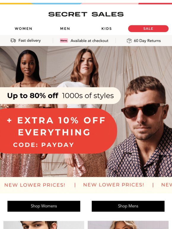 Secret Sales: NEW LOWER PRICES! Up to 80% off 1000s of styles | Milled