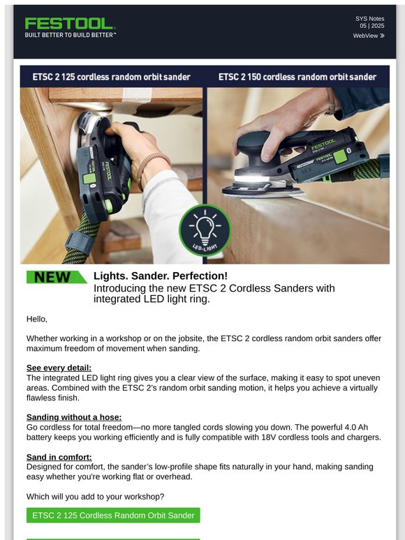 Festool: The ETSC 2: The Future of Cordless Sanding | Milled