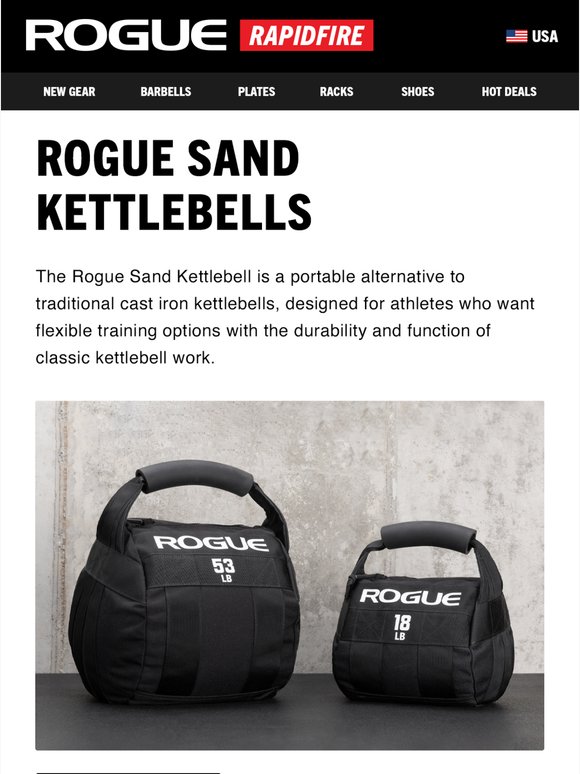 Rogue Fitness: Just Launched: Rogue Sand Kettlebells, Rogue Resin Squat ...