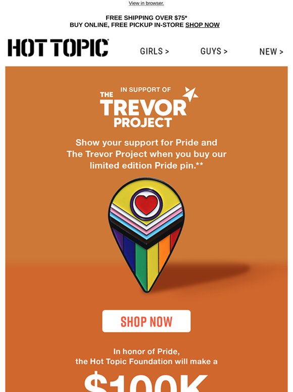 Hot Topic: Our NEW Pride pin supports The Trevor Project 🌈📍 | Milled