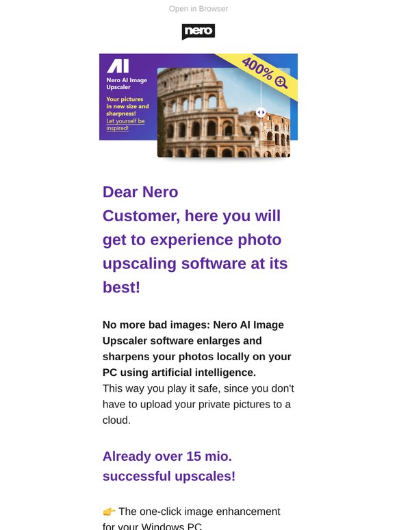 Nero: 🏆 The No. 1 at the best price > Nero AI Image Upscaler PRO | Milled