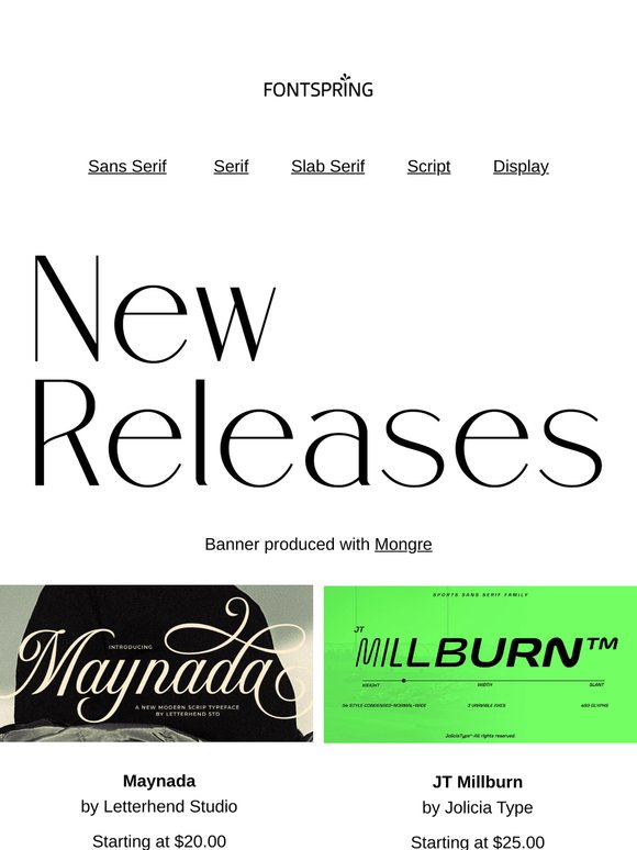 Fontspring: New Font Releases | Fontface | Milled