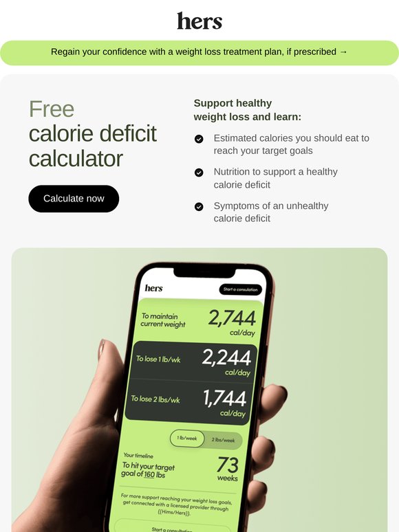 Hers: Use our free calorie deficit calculator | Milled