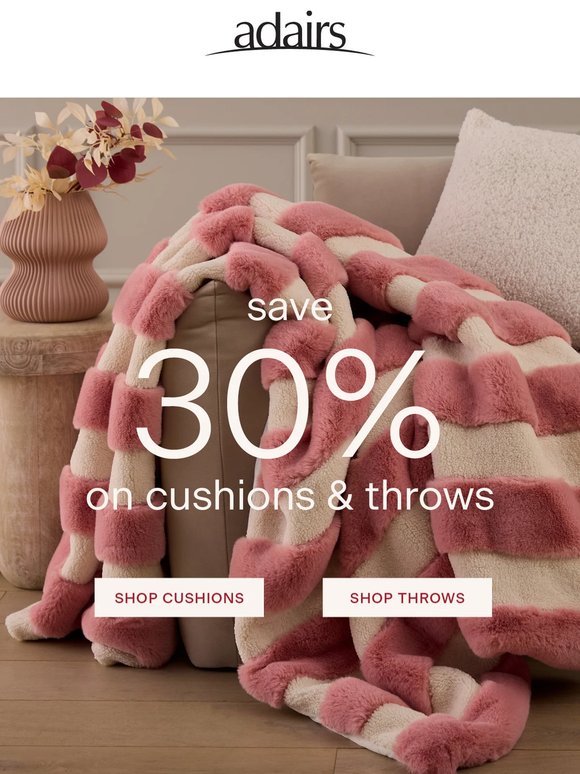 Adairs: Styling inspiration is here! Save 30% on Cushions & Throws | Milled