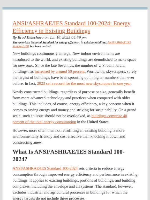 ANSI: New from the ANSI Blog: ANSI/ASHRAE/IES Standard 100-2024: Energy Efficiency in Existing ...