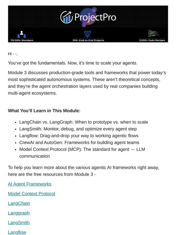 ProjectPro: Agentic AI Email Course Module 3-Learn the Core Agentic AI Stack | Milled