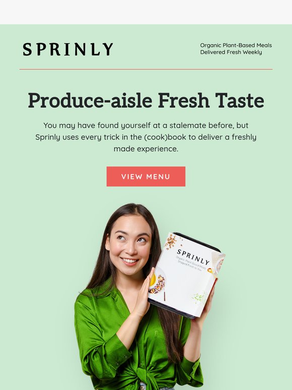 Sprinly: Fresh, never frozen, ready-to-eat meals | Milled