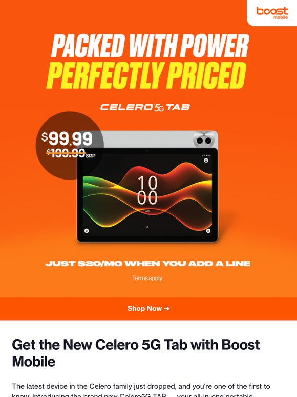 Boost Mobile: Celero Tablet $99.99 at Boost Mobile | Milled