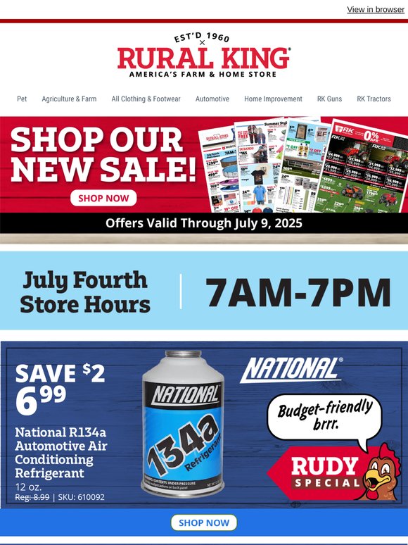 Rural King: Star-Spangled Savings! Rudy Specials on R134a & 20" Floor ...