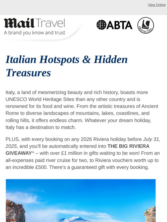 Daily Mail Experiences: Discover Italy's finest hotspots & hidden ...