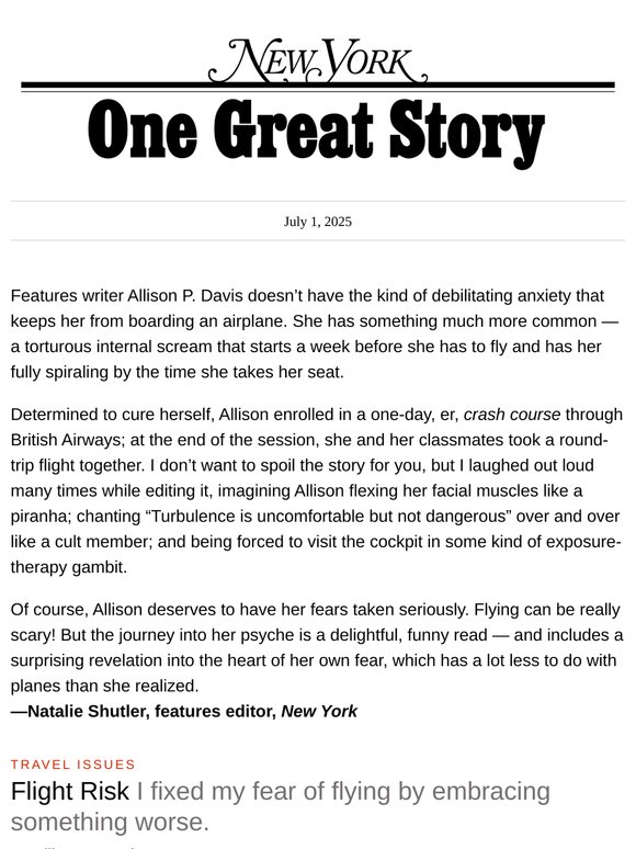 The Cut: ‘How I Fixed My Fear of Flying by Embracing Something Worse ...