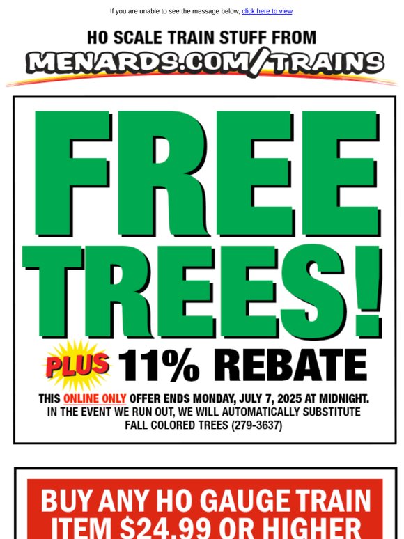 Menards: FREE Trees with HO Scale Purchase! | Milled