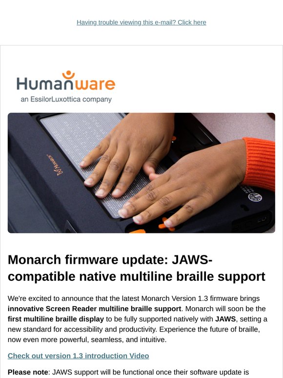 HumanWare: Monarch firmware update: JAWS-compatible native multiline ...