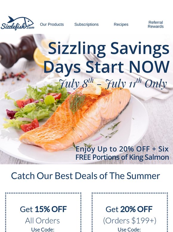 Sizzlefish: Sizzling Savings Days: Our Best Summer Gourmet Deals! | Milled