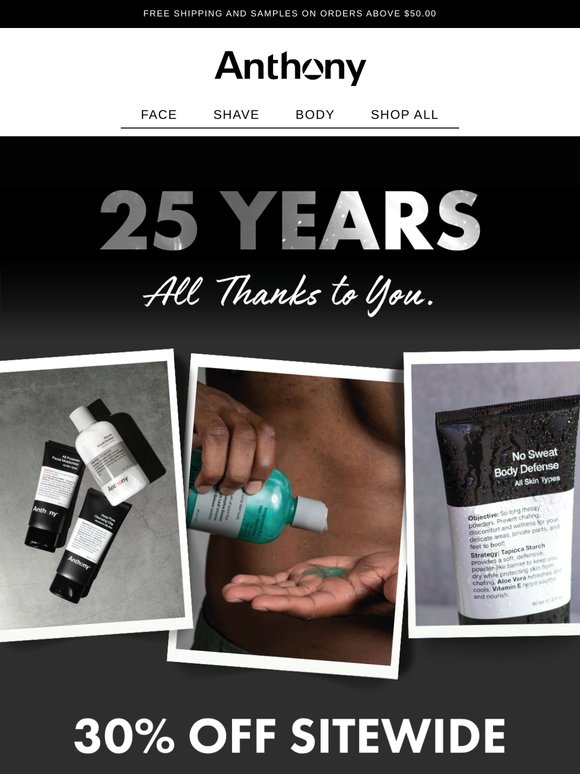 Anthony: Thank You for 25 Years 🖤 30% Off Everything! | Milled