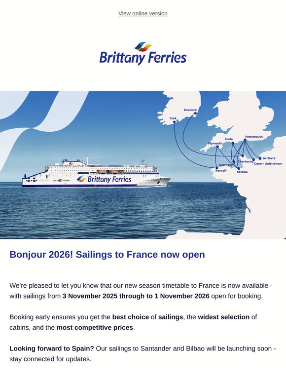 Brittany Ferries: Our new timetable is out - book your 2026 sailings to ...