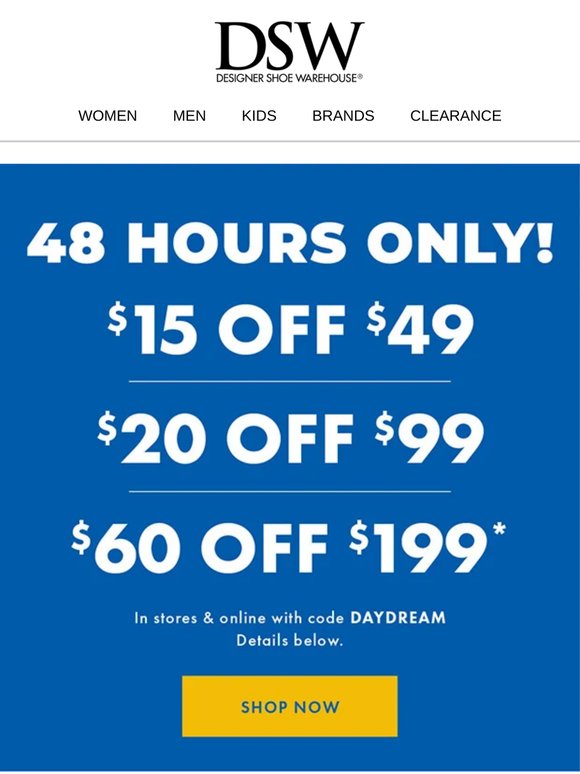 DSW: $15 off. 48 hours only! | Milled